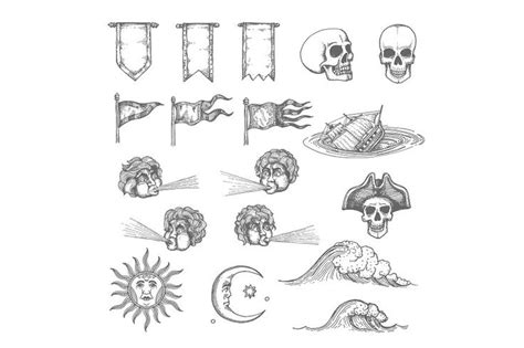 Vintage Map Sketch Elements