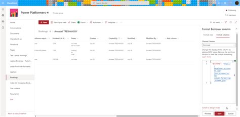 Using Json Formatting In Sharepoint Columns To Display Fields From A Person Data Column