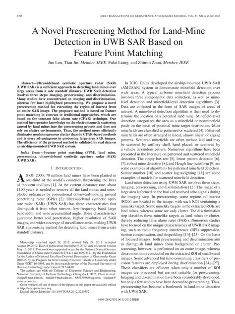 Pdf A Novel Prescreening Method For Land Mine Detection In Uwb Sar Based On Feature Point Matching