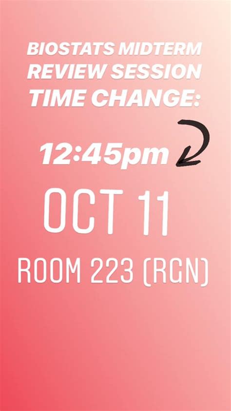 The Biostats Review Session Will Now Be Held At 12 45pm On October 11th Room 223 Rgn Campus