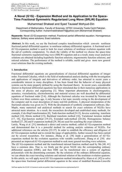 Pdf A Novel G` G Expansion Method And Its Application To The Space Time Fractional Symmetric