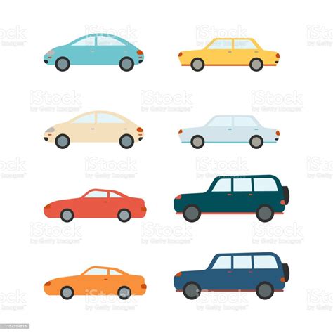 벡터 세단 및 Suv 차량 및 자동차 세트 차에 대한 스톡 벡터 아트 및 기타 이미지 차 일러스트레이션 만화 Istock