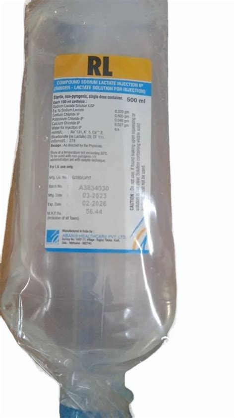 Compound Sodium Lactate Rl Packaging Size 500 Ml At Best Price In Mumbai