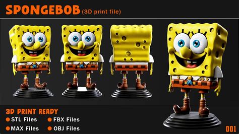 Spongebob 3d Print Ready Stl Obj Fbx Max Flippednormals