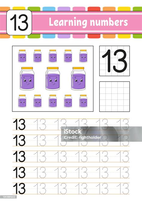 숫자를 추적하고 작성합니다 필기 연습 아이들을위한 학습 번호 워크시트를 개발하는 교육 활동 페이지입니다 귀여운 쿤 스타일로 분리 된 벡터 일러스트 0명에 대한 스톡 벡터
