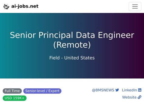 Hiring Senior Principal Data Engineer Remote In Field United States Raimljobs