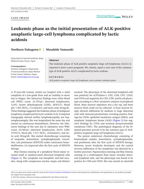 Pdf Leukemic Phase As The Initial Presentation Of Alk‐positive Anaplastic Large‐cell Lymphoma