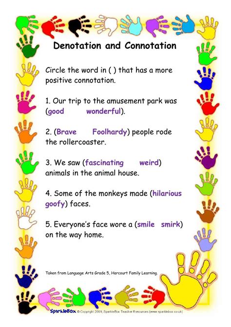 Denotation And Connotation Worksheet Figurative Language Lessons Connotation Language Lessons