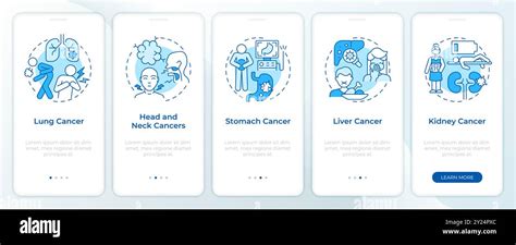 Types Of Oncological Diseases Blue Onboarding Mobile App Screen Stock Vector Image And Art Alamy