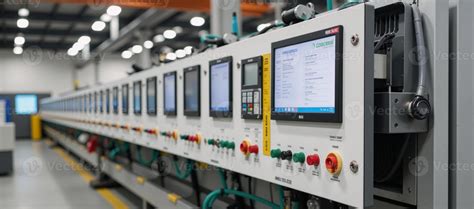 Industrial Control Panel Within A Factory Showcasing Rows Of Buttons