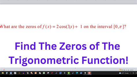 What Are The Zeros Of The Given Trigonometric Function Youtube