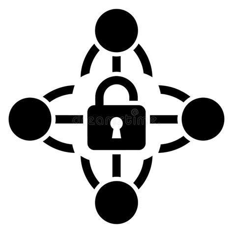 Network Security Icon Padlock Protected By Connected Nodes Stock Illustration Illustration Of