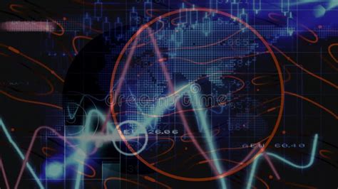 Analyzing Global Stock Market Trends Digital World Map Overlay In Animation Stock Footage