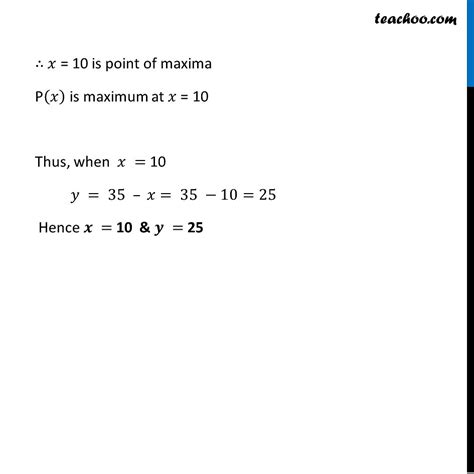 Ex 6 3 15 Find X And Y Sum Is 35 And X2 Y5 Is Maximum