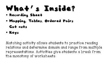 Domain Range Matching Activity By Is This For A Grade TpT