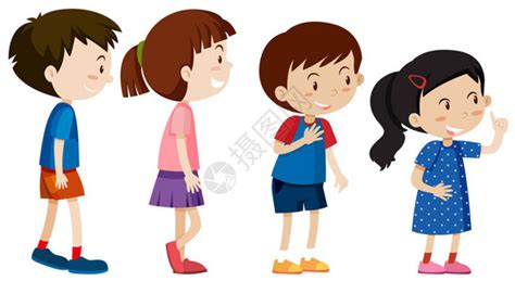 儿童排队卡通图片 儿童排队卡通素材图片大全 摄图网