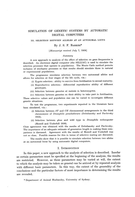 Pdf Simulation Of Genetic Systems By Automatic Digital Computers