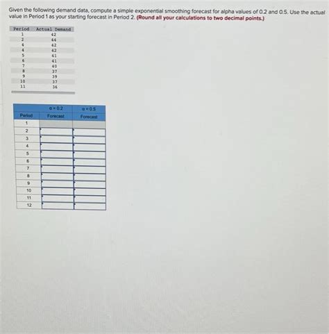 Solved Given The Following Demand Data Compute A Simple