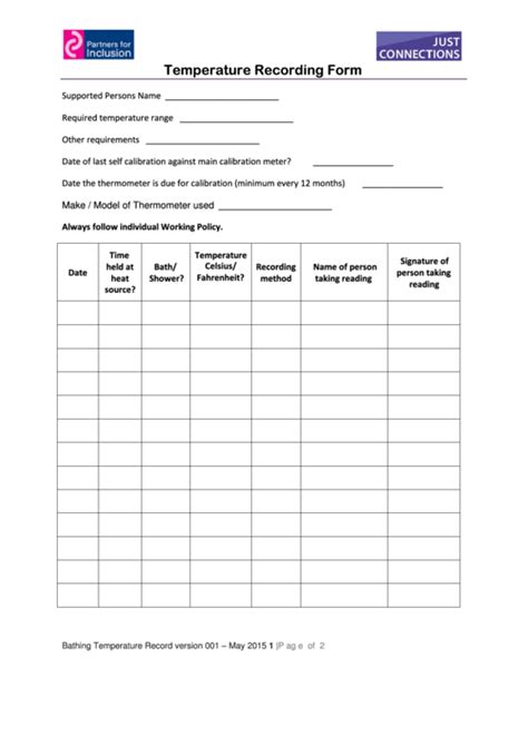 Temperature Recording Form Printable Pdf Download Temperature Recording Form Printable Pdf Download