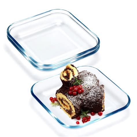 3 Pack 7 Inch Square Dessert Plates Small Clear