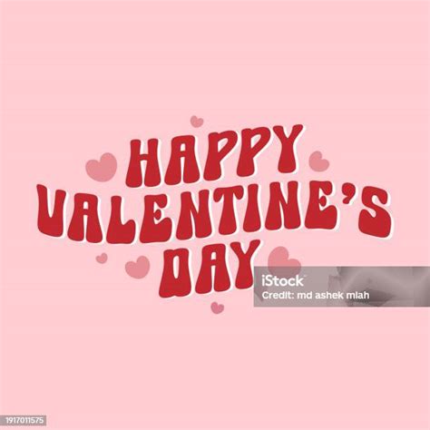 해피 발렌타인 데이 귀여운 타이포그래피 벡터 일러스트 레이 션 와 펑키 텍스트 통하고 있는 핑크 배경 발렌타인 데이 배경 와 하트 아이콘 와 벽지 전단지 초대 포스터 배너
