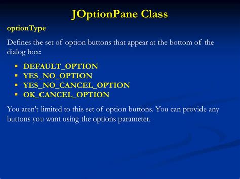 Ppt Joptionpane Class Powerpoint Presentation Free Download Id636391