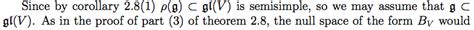 Representation Theory Question On Semisimple Lie Algebras And The General Linear Lie Algebra