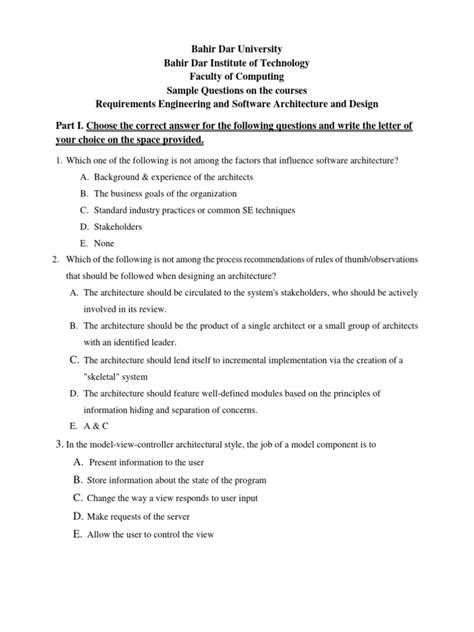 Requirement Engineering And Software Architecture And Design Pdf