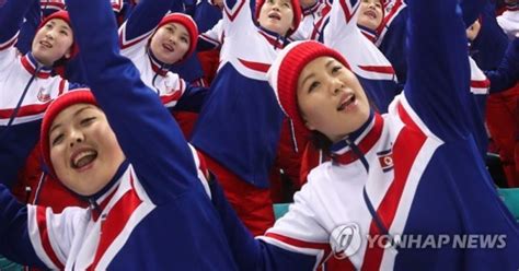 올림픽 북측응원단 남자 아이스하키 응원 시작