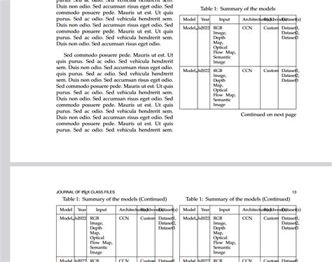 longtable a long table in ieeetran class is divided in to two columns