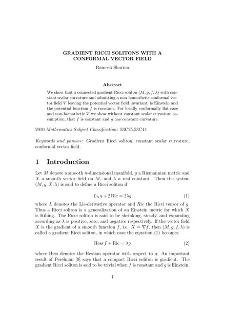 Pdf Gradient Ricci Solitons With A Conformal Vector Field