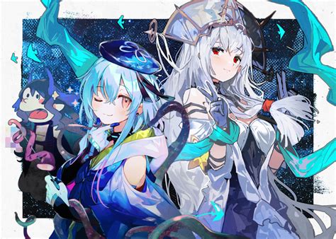 Safebooru 1boy 1girl Alchemaniac Arknights Bangs Bare Shoulders Blue