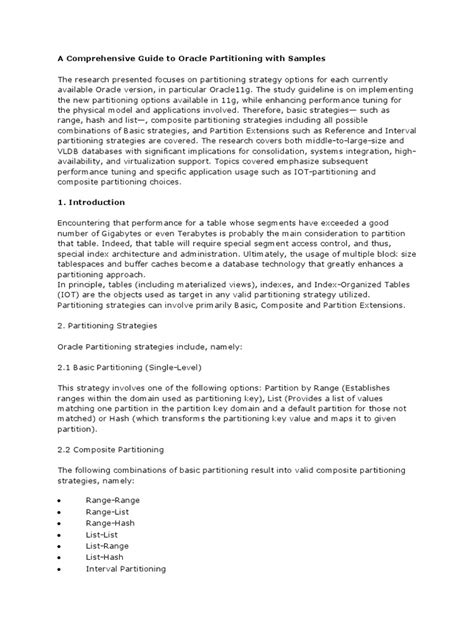 A Comprehensive Guide To Oracle Partitioning With Samples Pdf