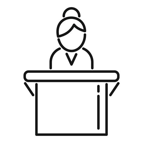 Woman Speaker Icon Outline Vector Speech Stand 15160185 Vector Art At