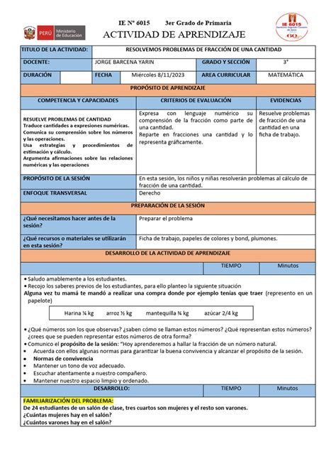 Matemática 8 11 2023 Fracción De Una Cantidad Pdf Matemáticas Números