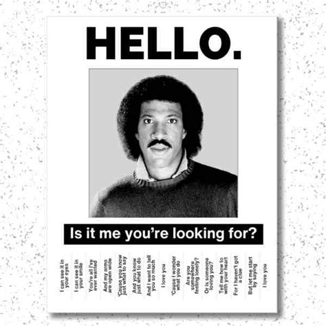 Hello Lionel Richie Poster And Memes You Are Looking For