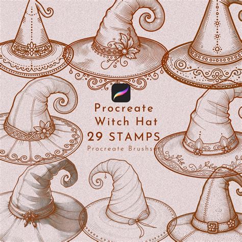 Procreate Witch Hat Stamp Brush Set Witch Hat Stamp Set Witch Hat