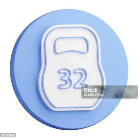 둥근 무거운 덤벨 스포츠 피트니스를 위한 케틀벨의 3d 버튼 렌더링 보디 빌딩 장비 흰색 배경에 격리된 사실적인 파란색 흰색