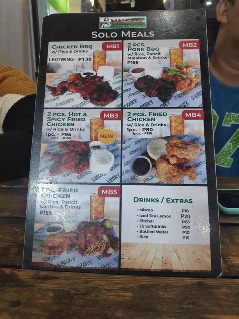 Menu At Manong Barbs General Trias Branch General Trias