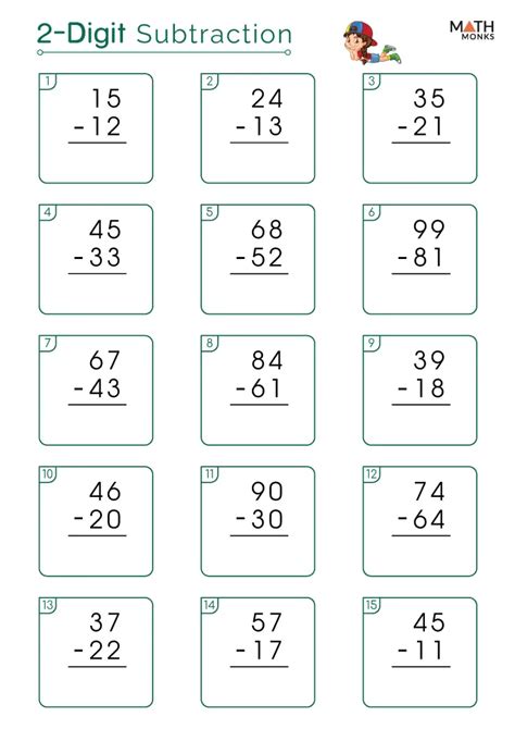 Two Digit Subtraction Worksheets Subtraction Of Two Digit With One