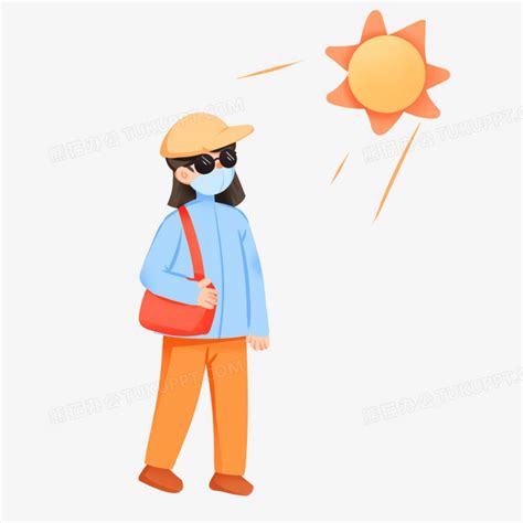 手绘卡通女生穿防晒衣戴墨镜遮阳免抠PNG图片素材下载 素材PNG 熊猫办公