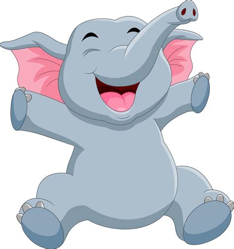 Una Linda Caricatura De Elefante Sentada 12805496 Vector En Vecteezy