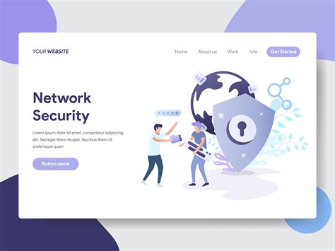 Landing Page Template Of Network Security Illustration Concept Modern Flat Design Concept Of