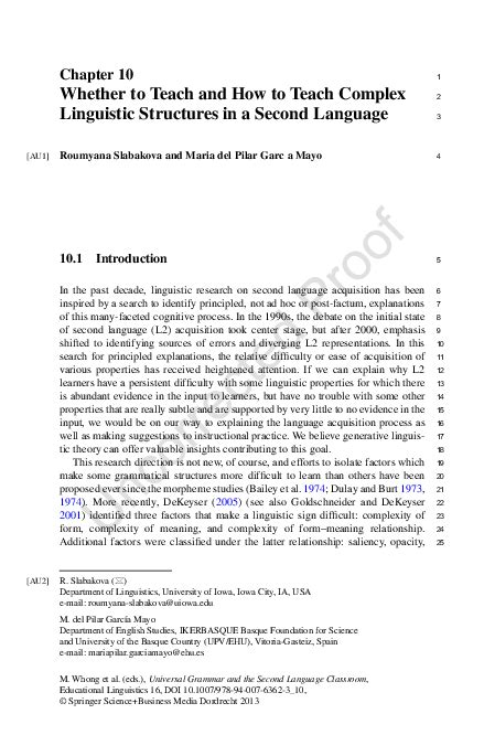 pdf whether to teach and how to teach complex linguistic structures