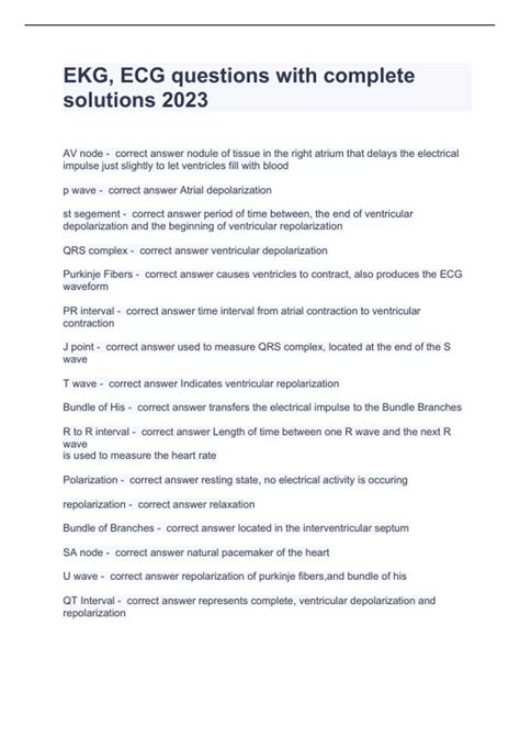 Ekg Ecg Questions With Complete Solutions Aacn Ecg Stuvia Us