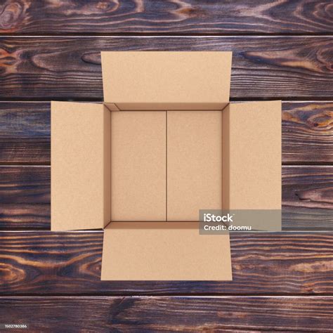열린 골판지 상자 평면도를 비우고 있습니다 3d 렌더링 0명에 대한 스톡 사진 및 기타 이미지 0명 3차원 형태 갈색 Istock