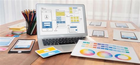 Premium Photo Digital And Paper Wireframe Designs For Web Or Mobile App Ui Ux Display On