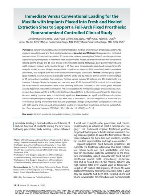 Immediate Versus Conventional Loading For The Maxilla With Implants Placed Into Fresh And Healed
