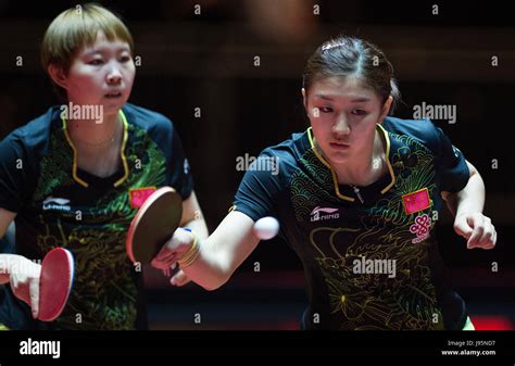 Duesseldorf Germany 5th June 2017 Chen Meng R And Zhu Yuling China In Action Against