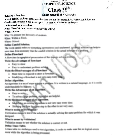 solution computer science class 9 unit 1 short questions answers